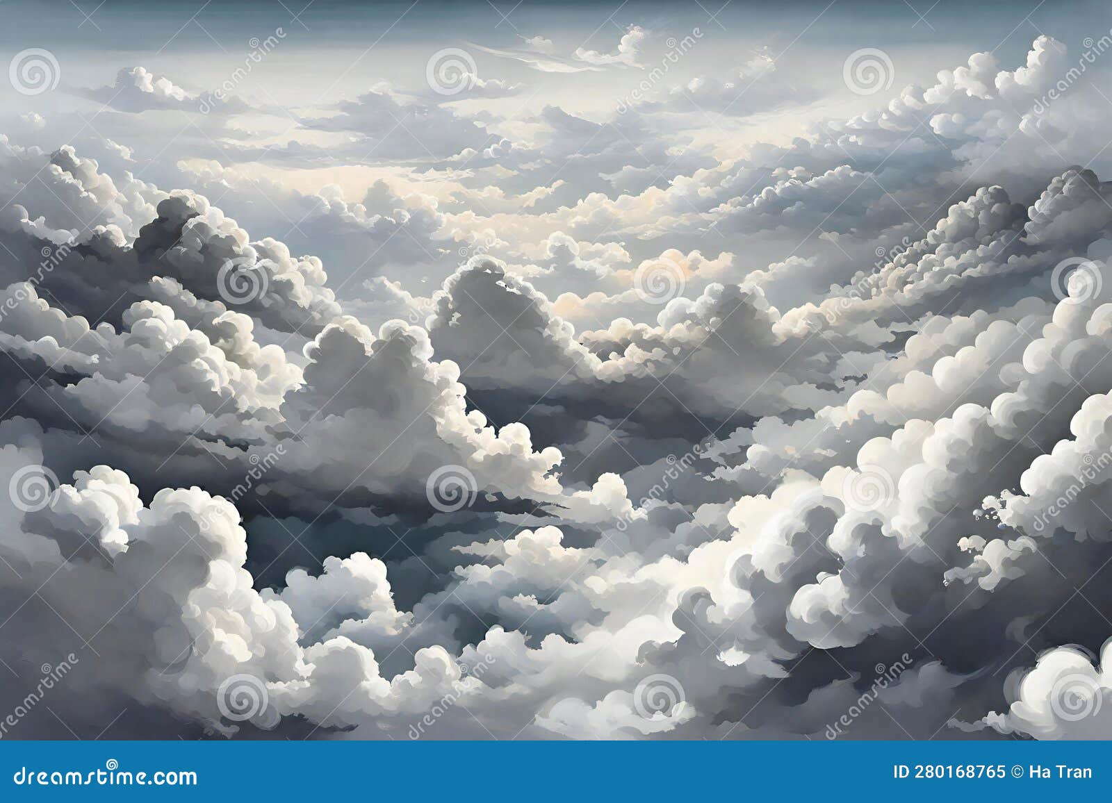 Cloudscape Background with Blue Sky and White Clouds Stock Illustration ...
