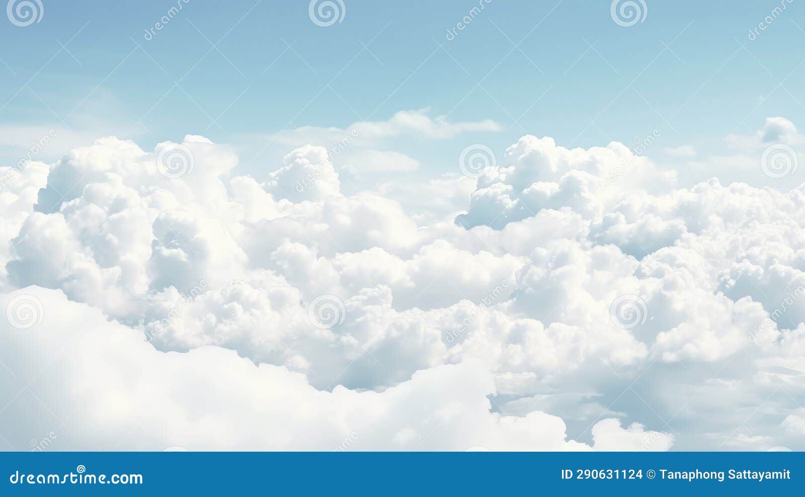 Cloudscape with Blue Sky and White Fluffy Clouds Stock Illustration ...