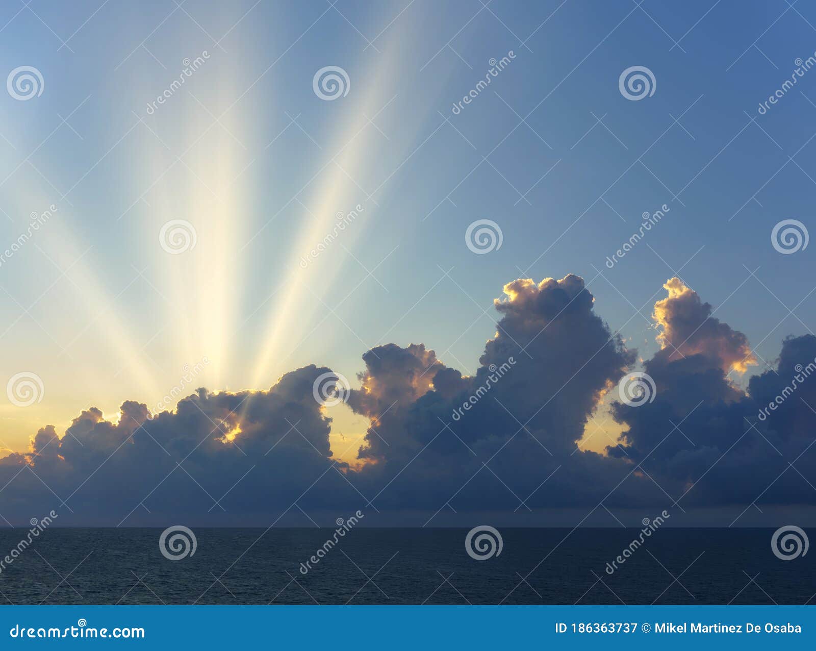 Cloudscape with Clouds and Sun Rays Stock Image - Image of beams ...