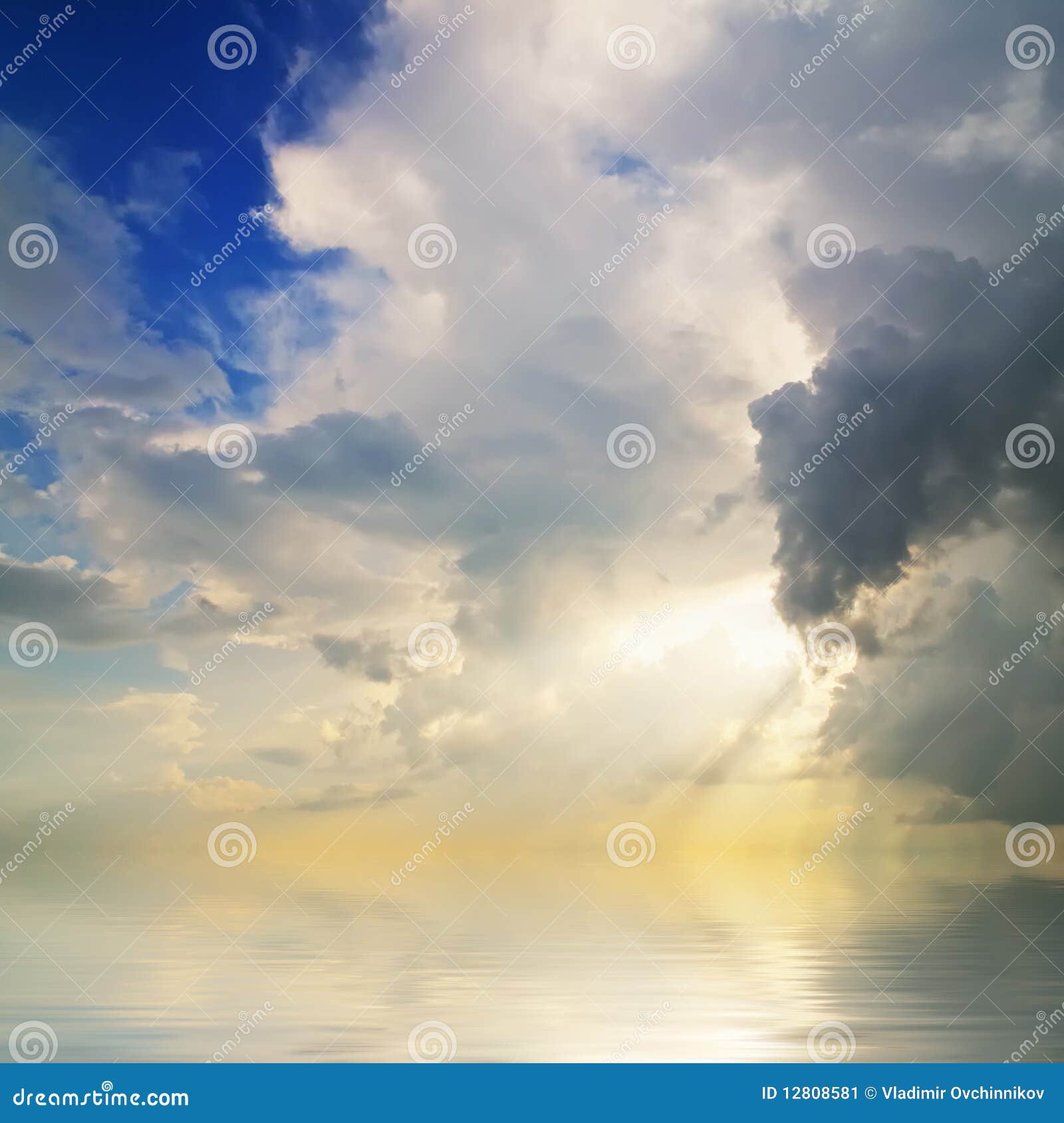 Cloudscape Reflection on Calm Water Stock Image - Image of water ...