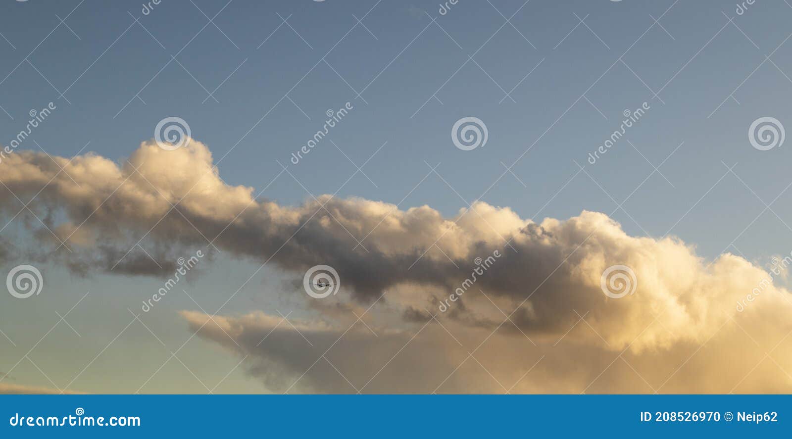Cloudy Background with a Airplane in the Distance Stock Photo - Image ...