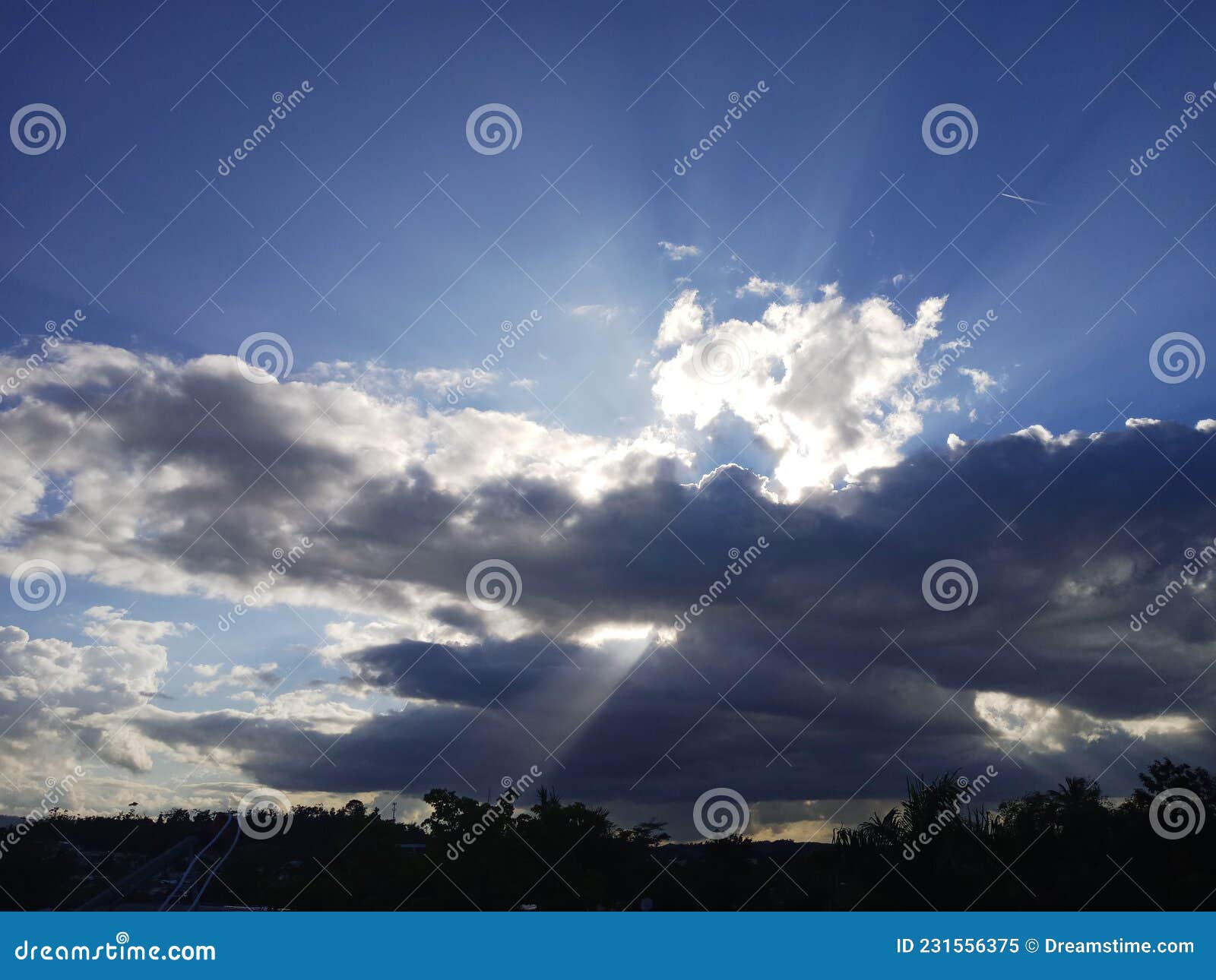 Cloudy , Beautiful, Blue Sky and Sun Rays Stock Image - Image of clouds ...