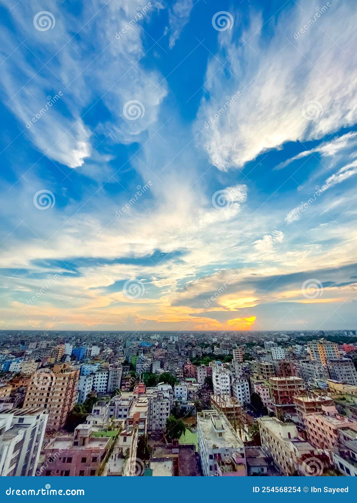 Cloudy Blue Sky in the Gap of High Raise Building Stock Photo - Image ...