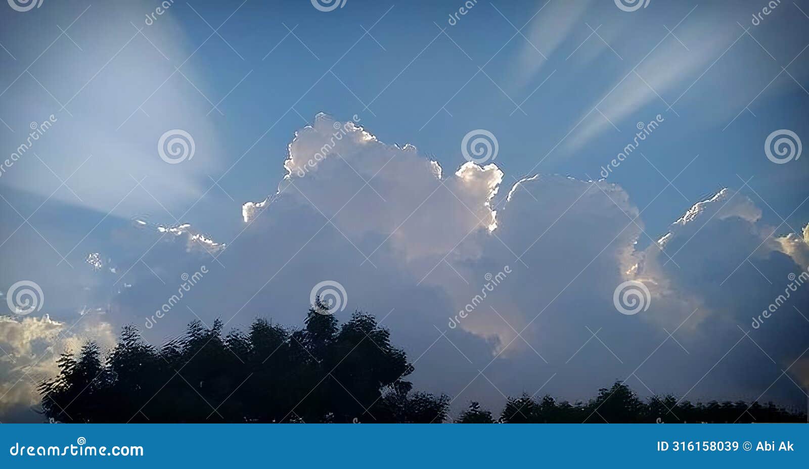 Cloudy Blue Sky with Sun Rays through the Window of a Building Stock ...