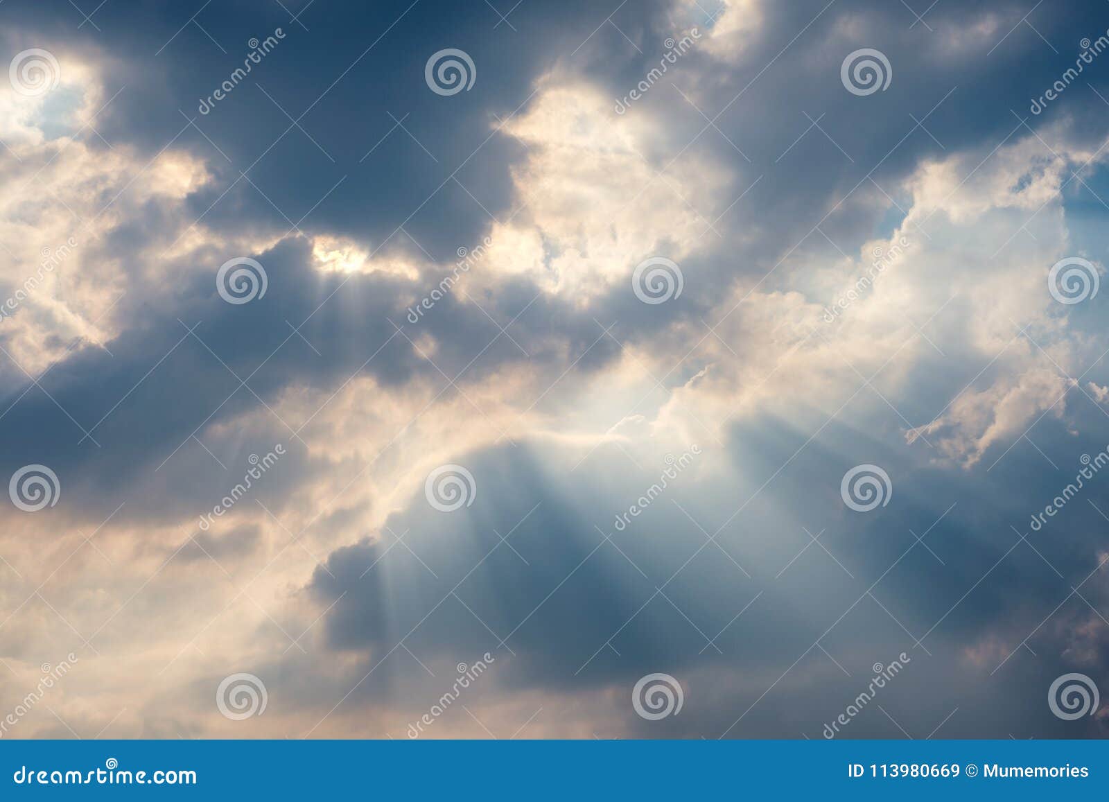 Cloudy in Blue Sky with Sunlight Streamer Stock Image - Image of light ...