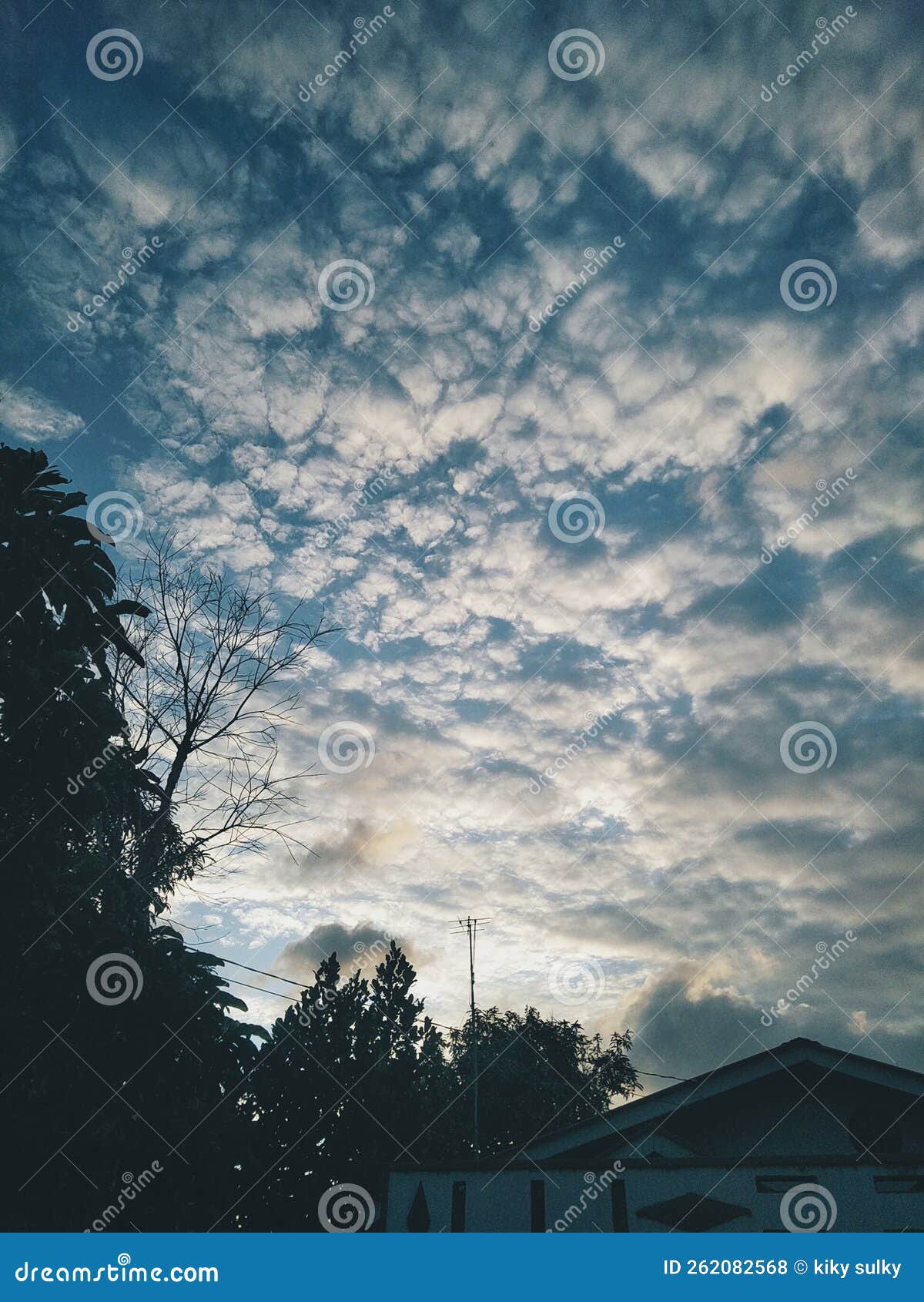 Cloudy in the Blue Sky, Tree and Home Stock Photo - Image of home ...