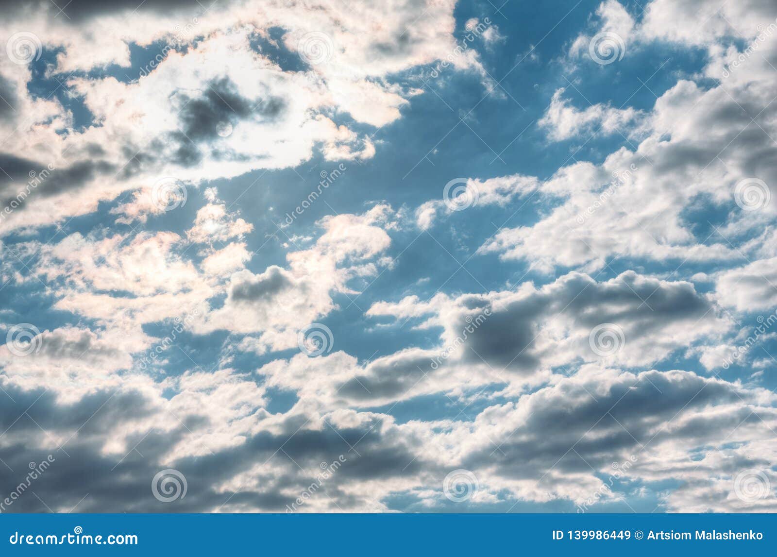 Cloudy bright summer sky stock image. Image of heaven - 139986449