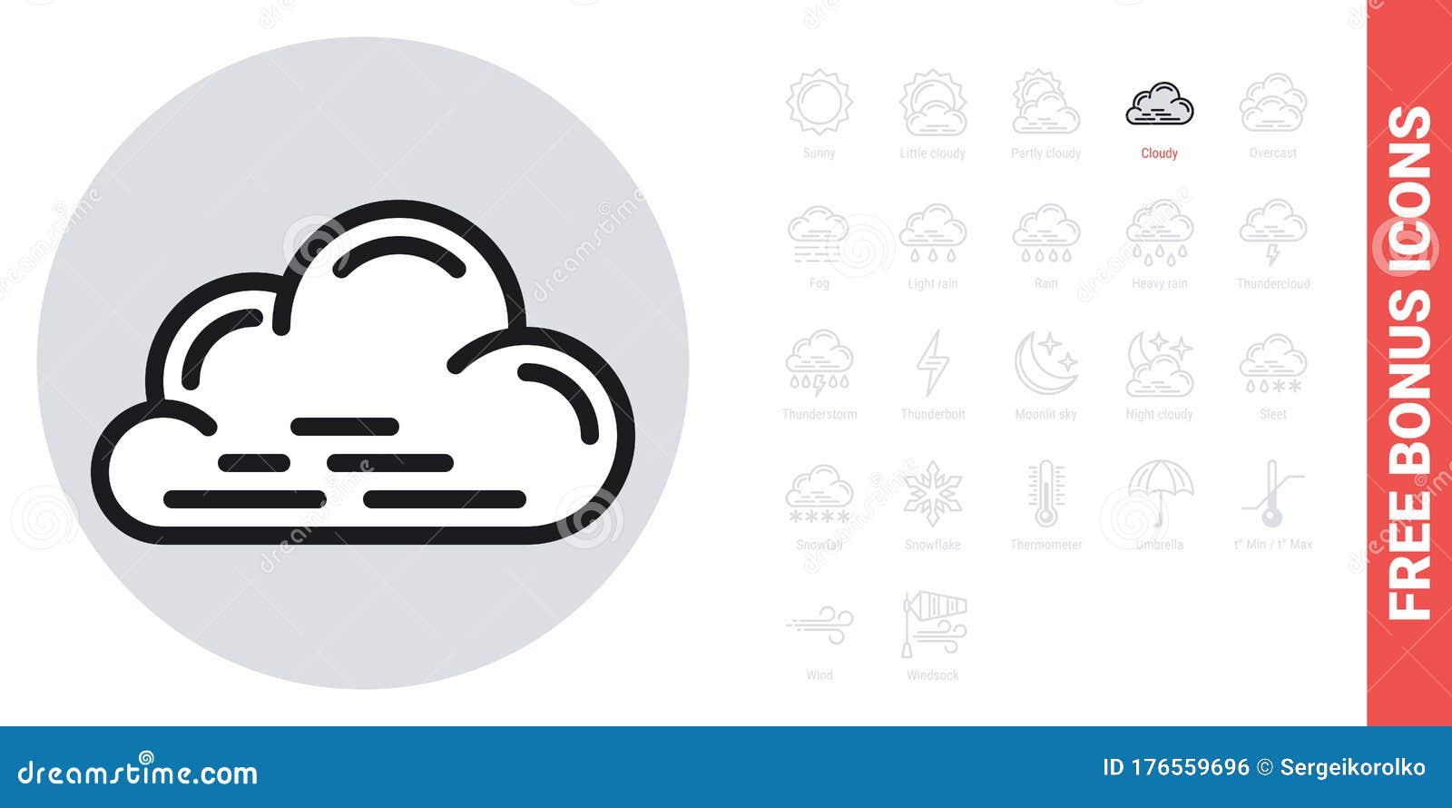 Cloudy, Cloudiness or Overcast Icon for Weather Forecast Application or ...