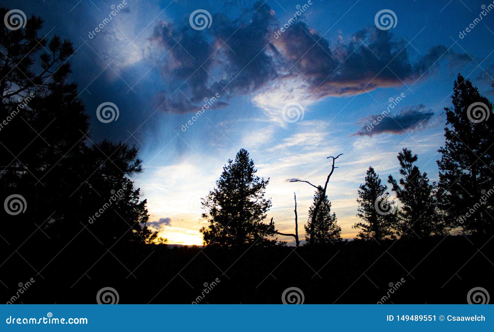 Cloudy Colorado Sunset stock image. Image of contrast - 149489551