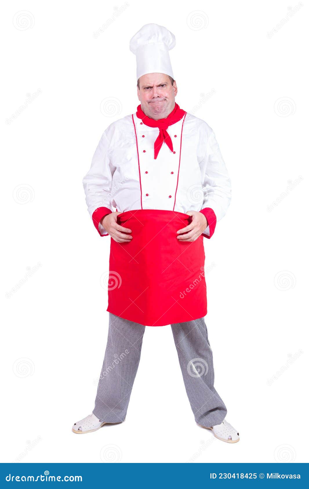 A Cook Standing on White Background Stock Image - Image of belly, adult ...
