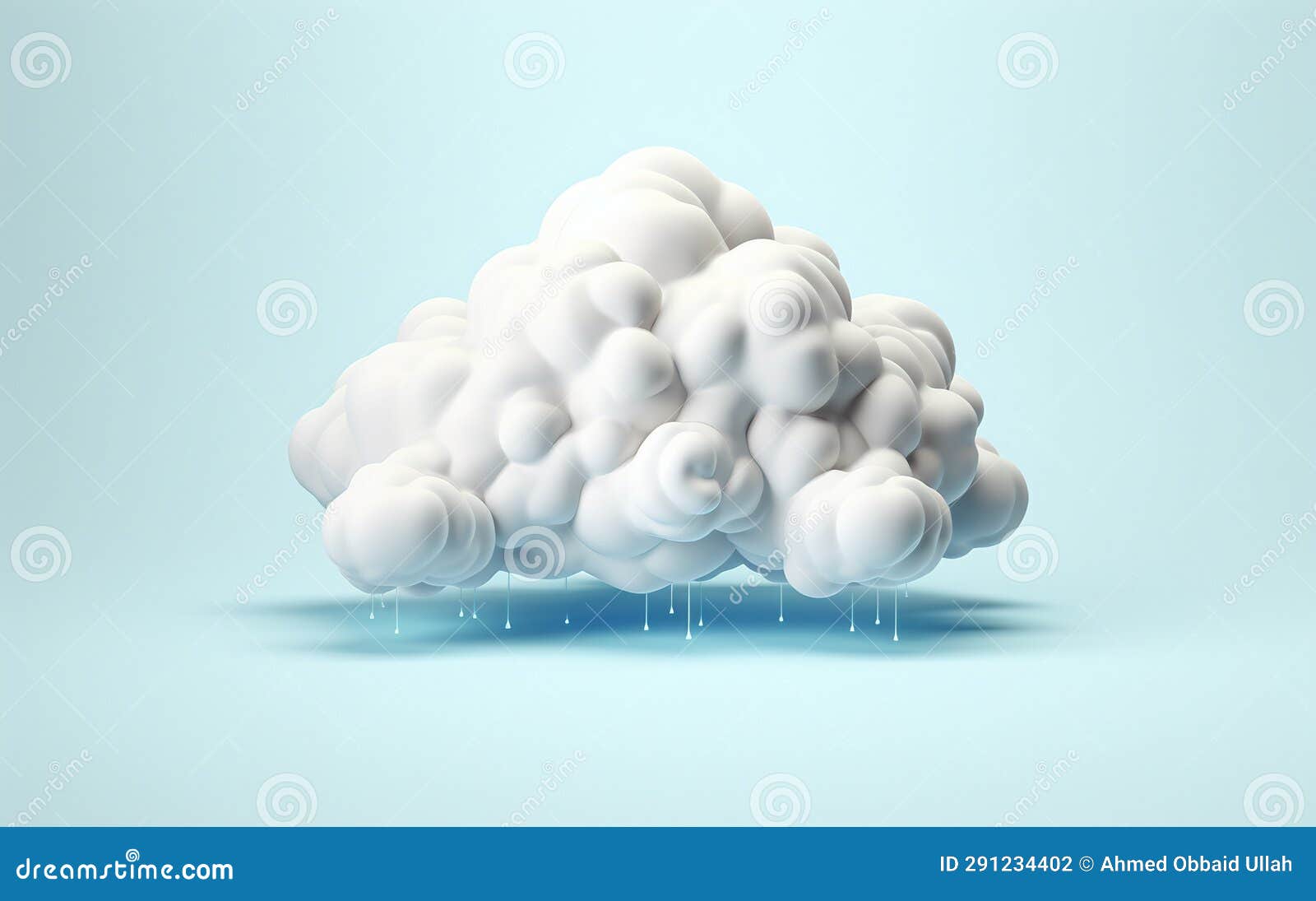 Cloudy 3D Animation on White. Generative by Ai Stock Illustration ...
