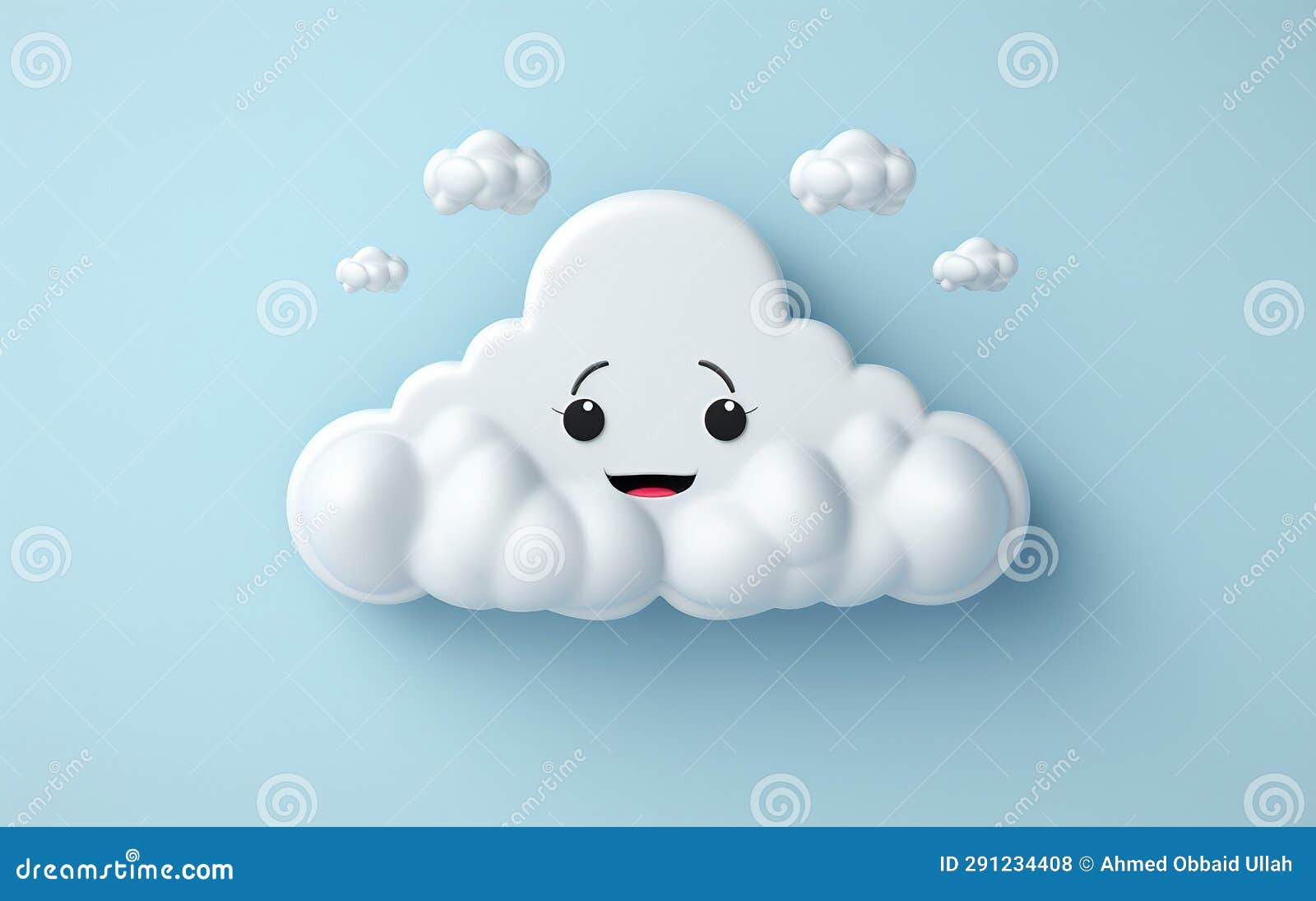 Cloudy 3D Animation on White. Generative by Ai Stock Illustration ...