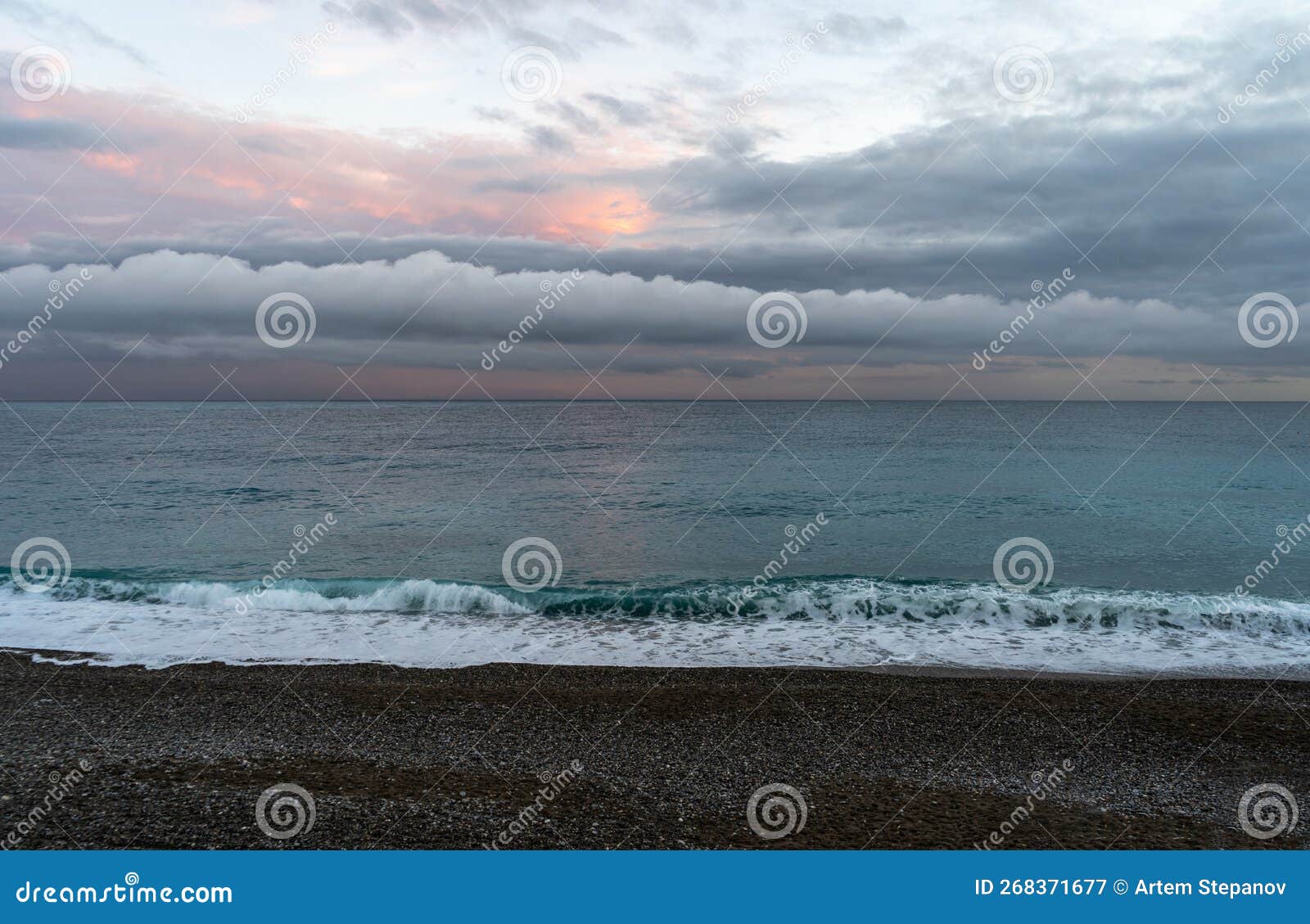 Cloudy Dawn Azure Sea Amazing Muted Colors Weather Forecast Illustration Stock Image Image