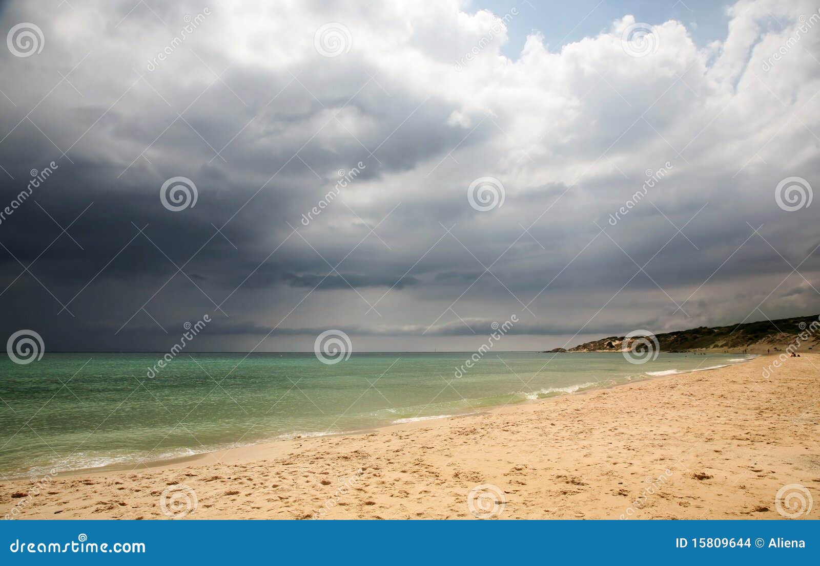 Cloudy day at beach stock photo. Image of rain, tarifa - 15809644
