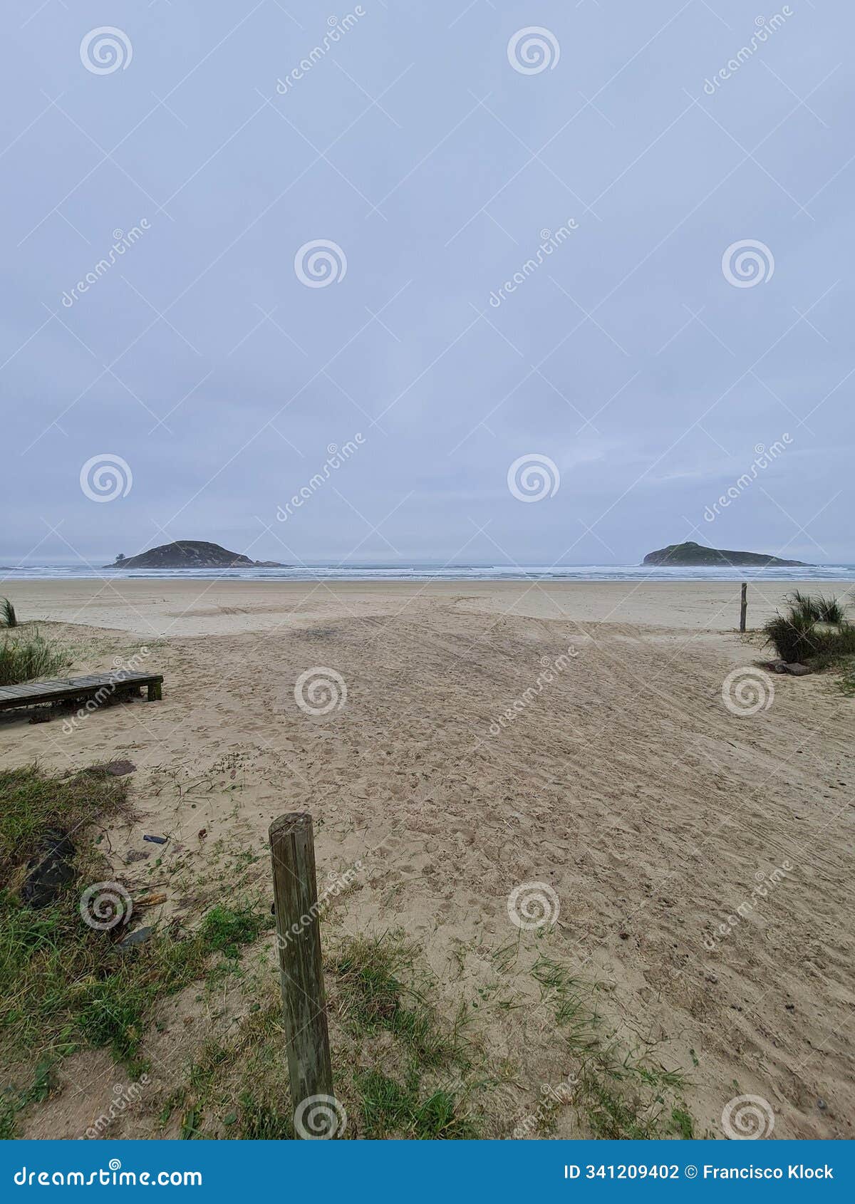 Cloudy Day at the Beach and Two Islands Stock Photo - Image of islands ...