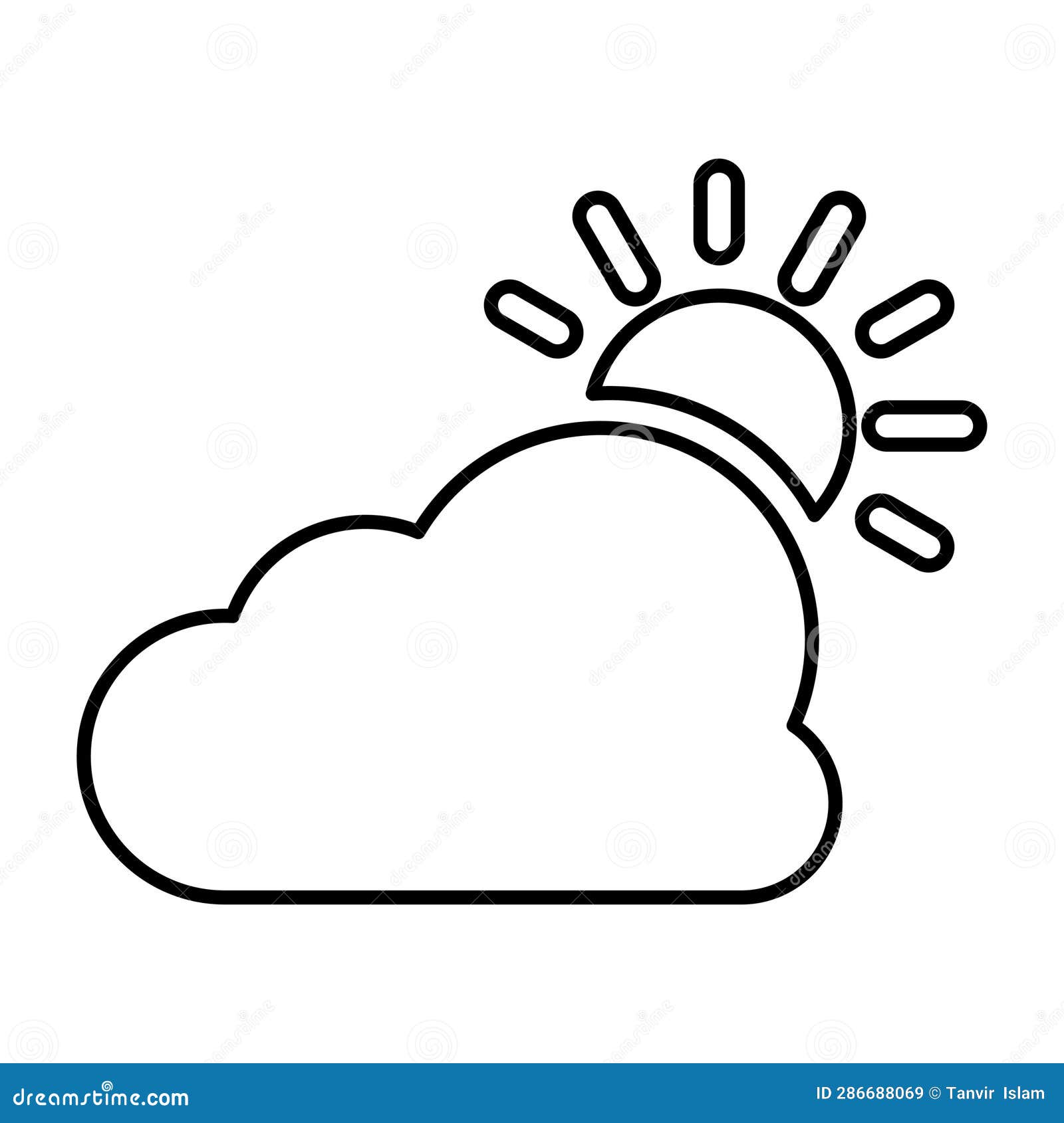 Cloudy Day Icon in Outline Style Stock Illustration - Illustration of ...