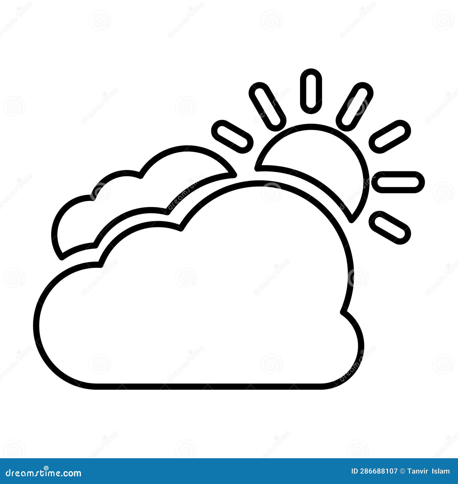 Cloudy Day Icon in Outline Style Stock Vector - Illustration of cloudy ...