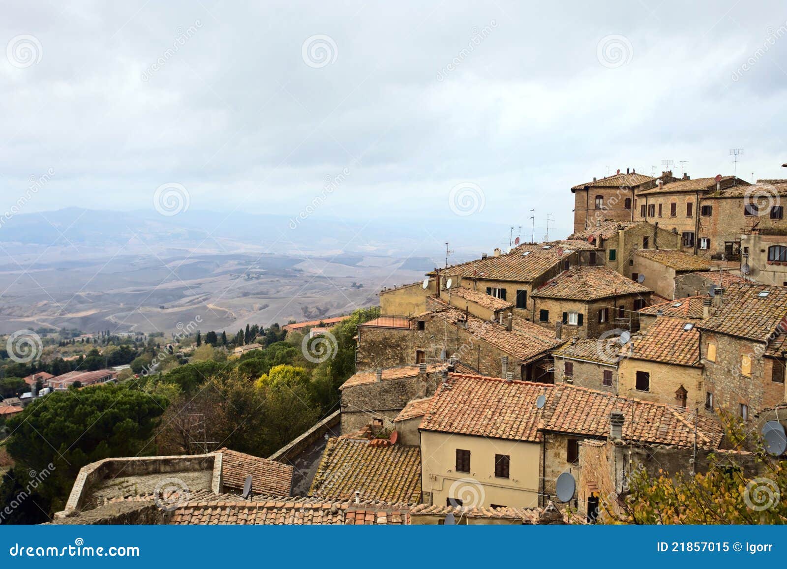 Cloudy Day in October.Tuscany. Stock Image - Image of italian, houses ...