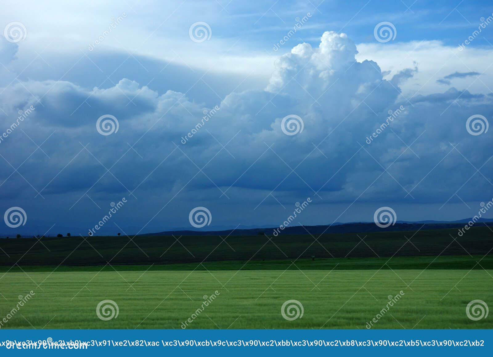 Cloudy Field Fields in the Spring Stock Photo - Image of horizon, lawn ...