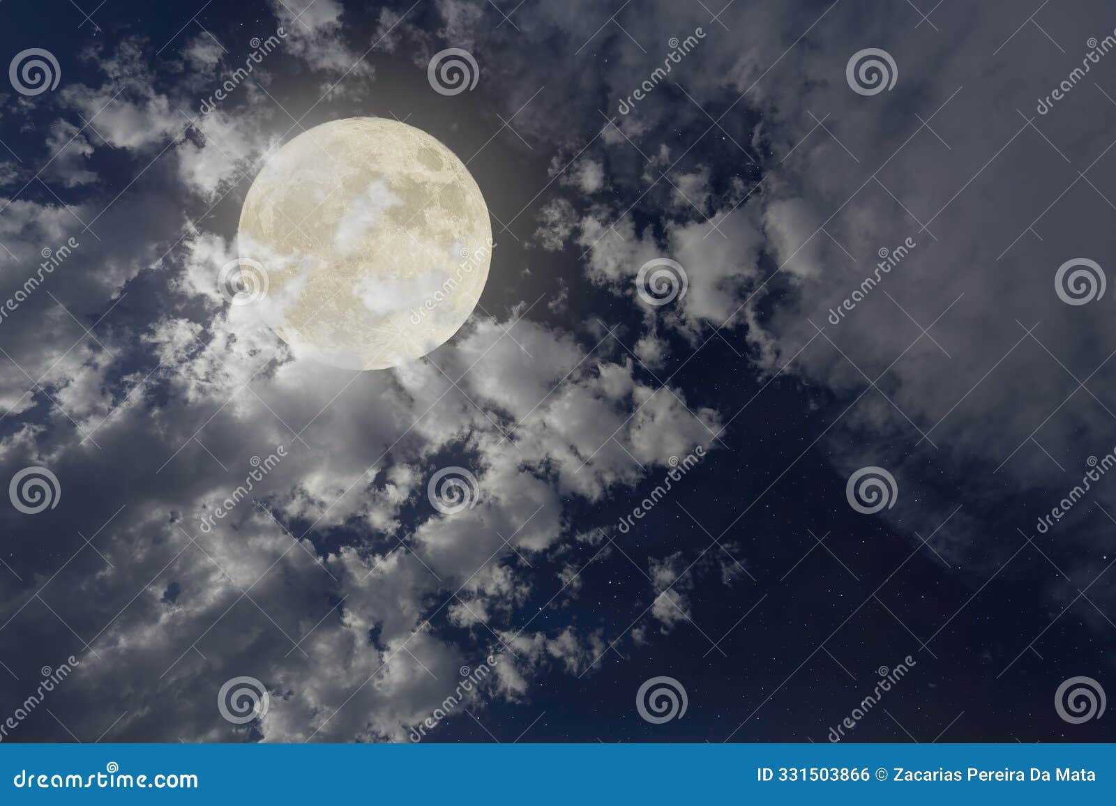 Cloudy full moon night sky stock photo. Image of light - 331503866