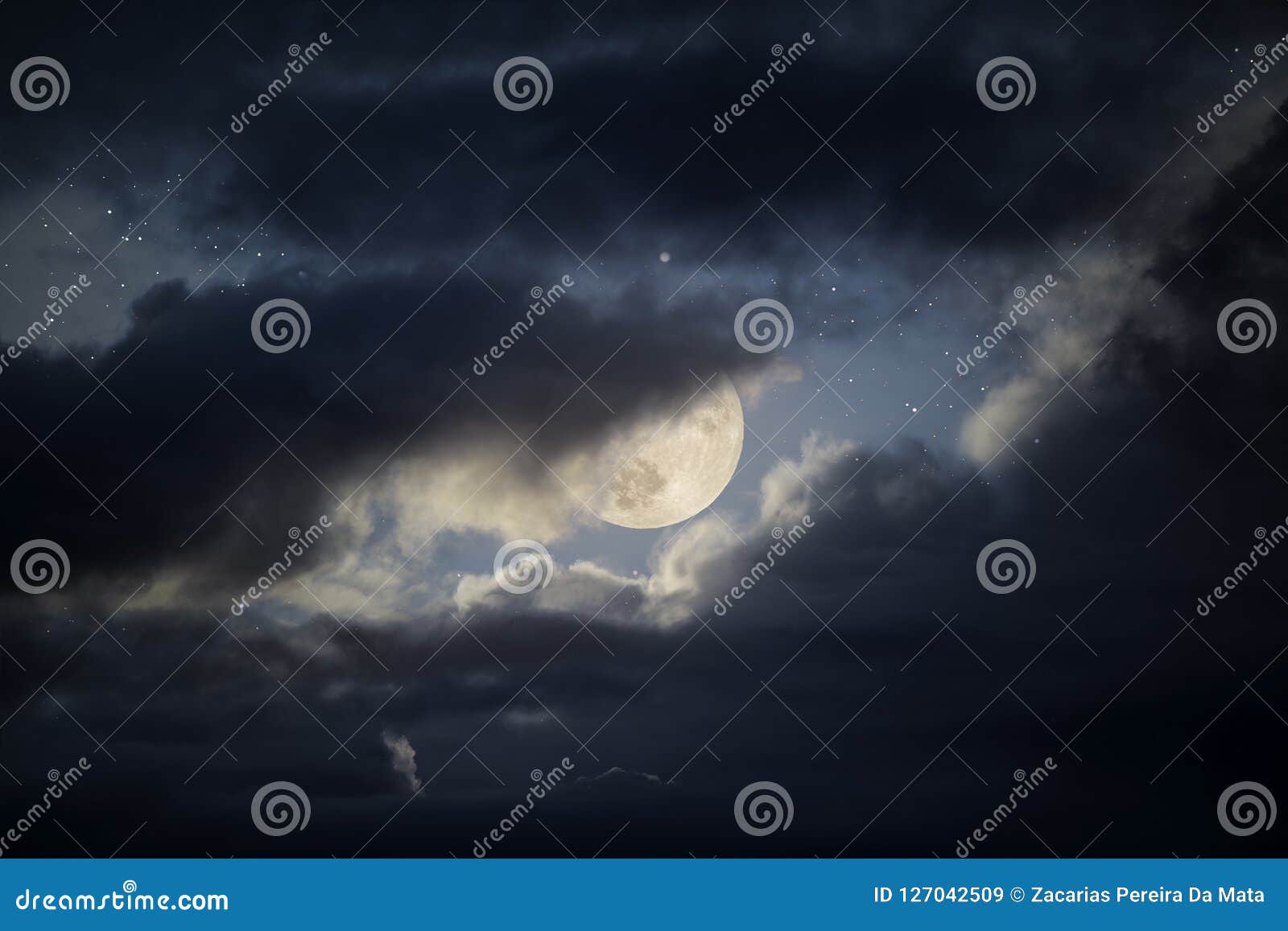 Cloudy full moon sky stock image. Image of moonlight - 127042509