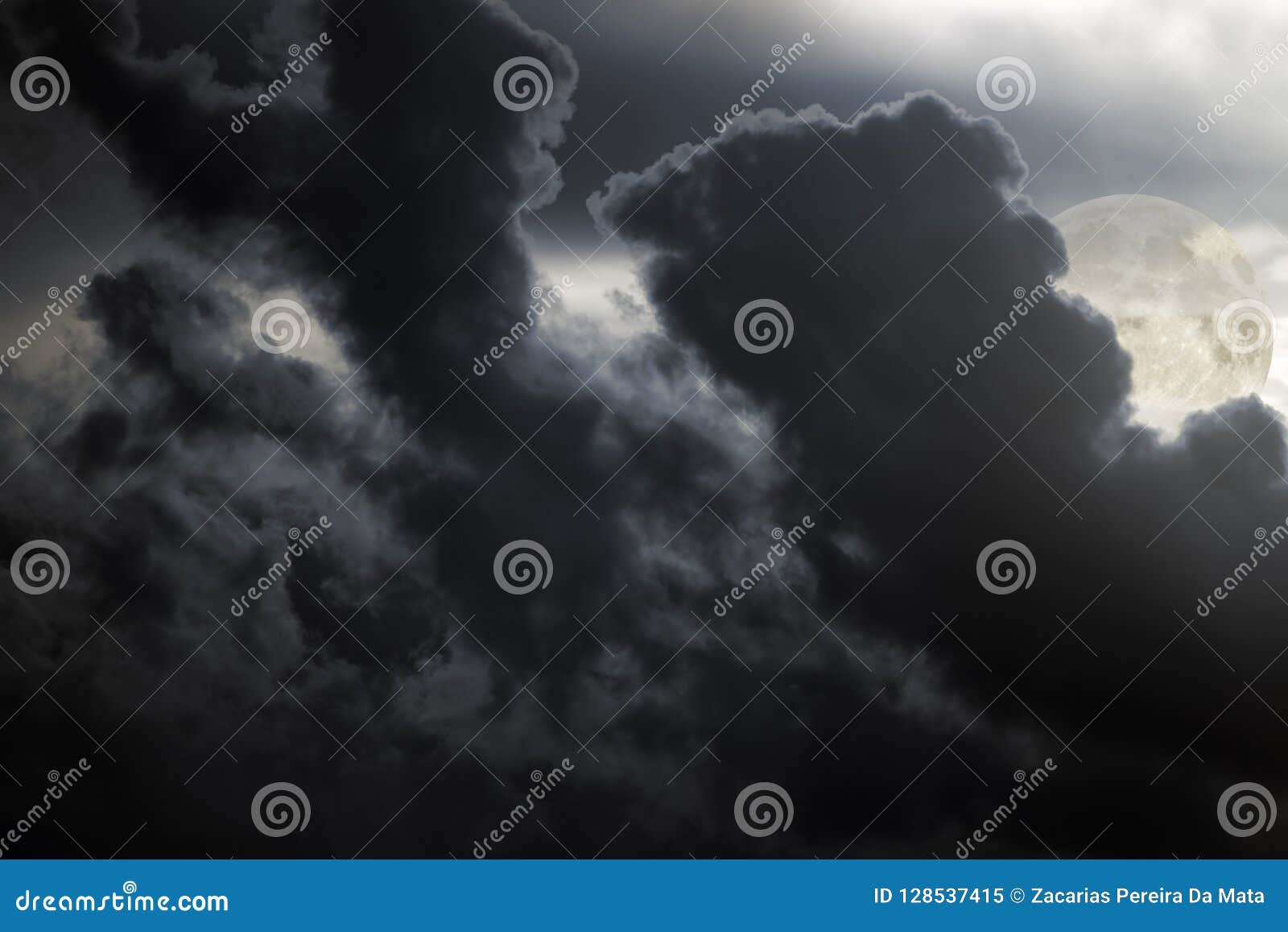 Cloudy full noon night stock image. Image of lunar, beautiful - 128537415