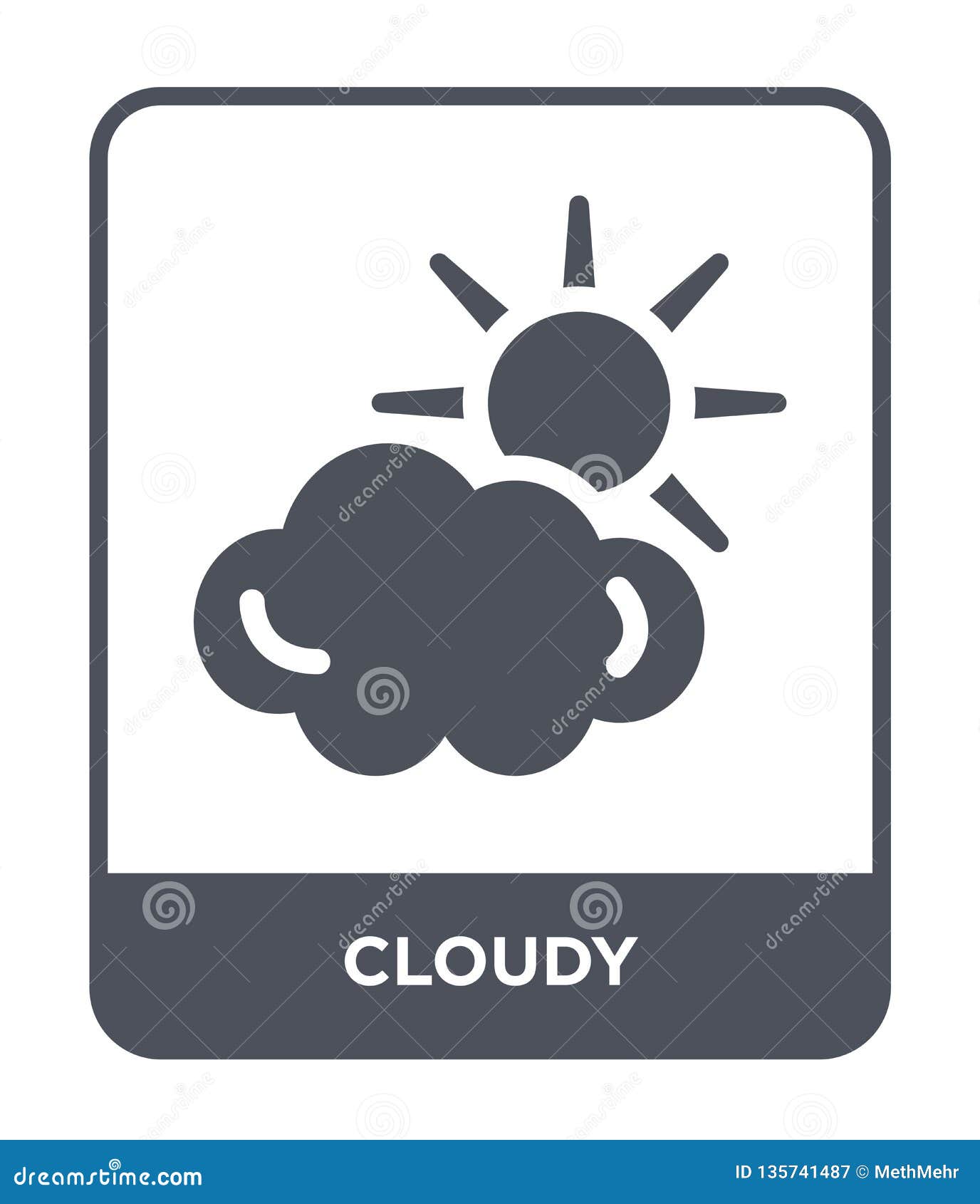 Cloudy Icon in Trendy Design Style. Cloudy Icon Isolated on White ...