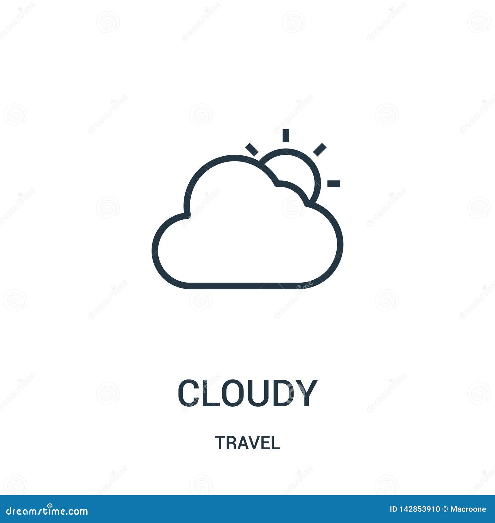 Cloudy Icon Vector from Travel Collection. Thin Line Cloudy Outline ...