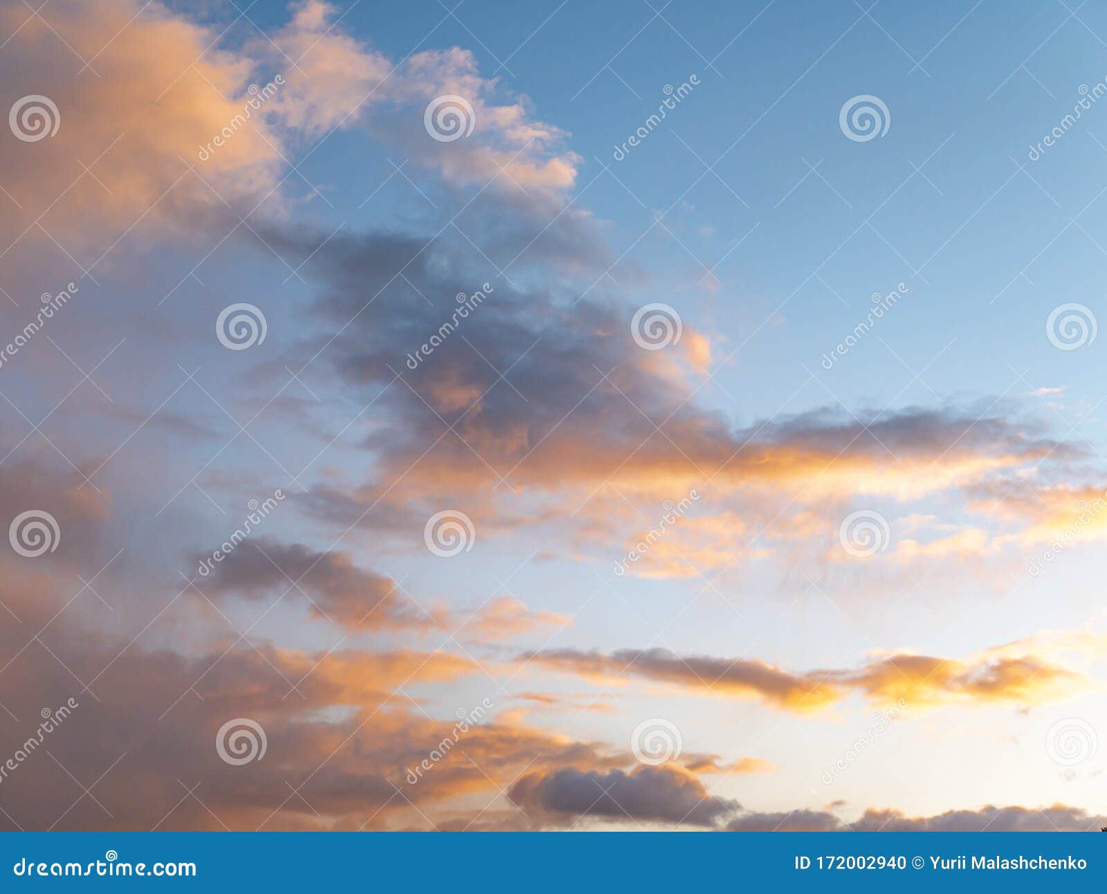 Cloudy Landscape in the Rays of Sunny Sunset Stock Photo - Image of ...
