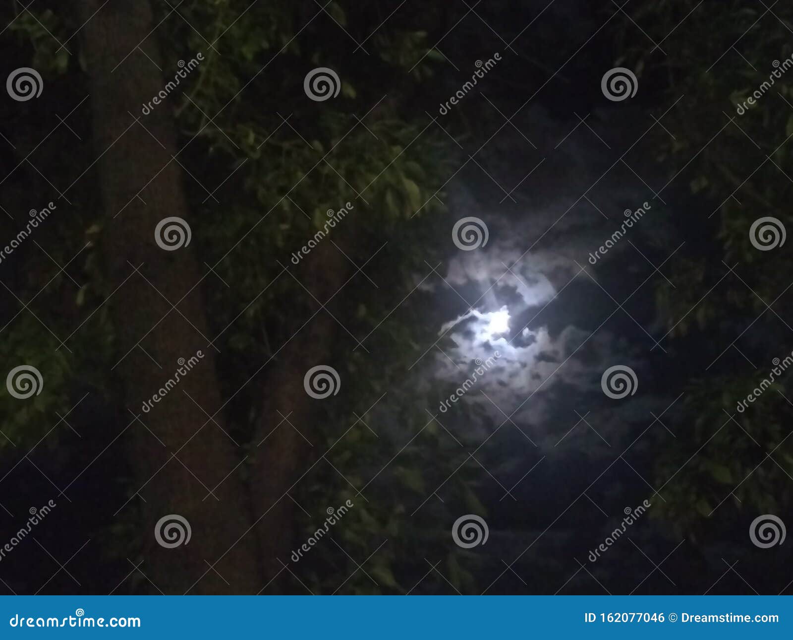Cloudy Moonlit night stock photo. Image of cloudy, moon - 162077046