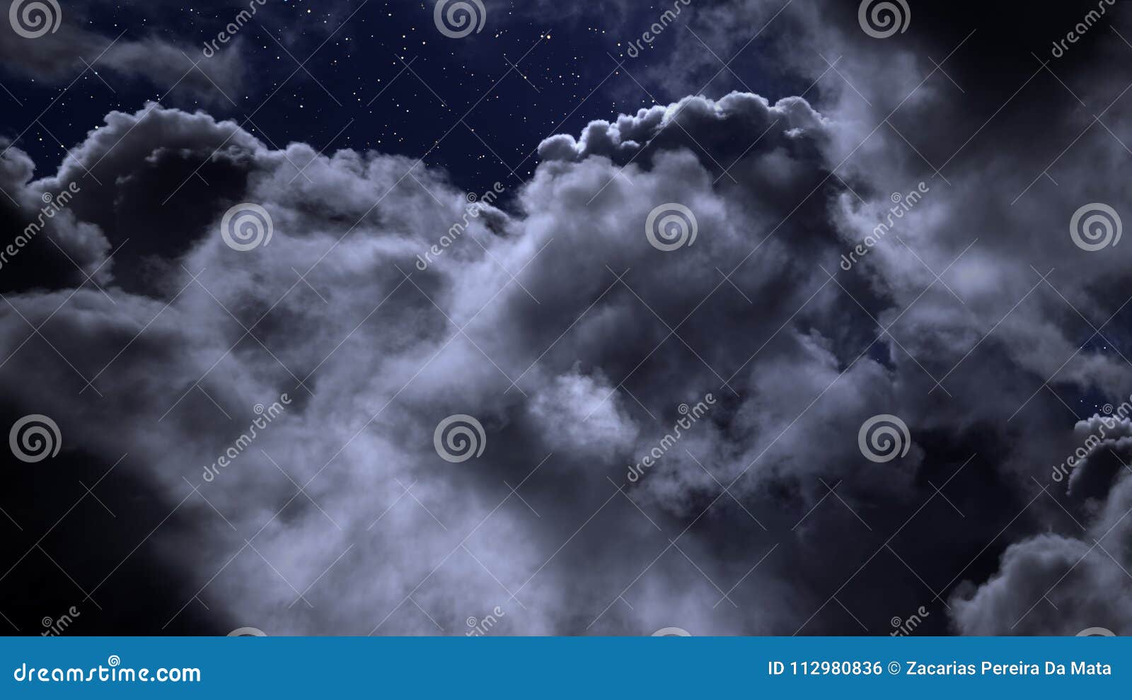 Cloudy night with stars stock photo. Image of starry - 112980836