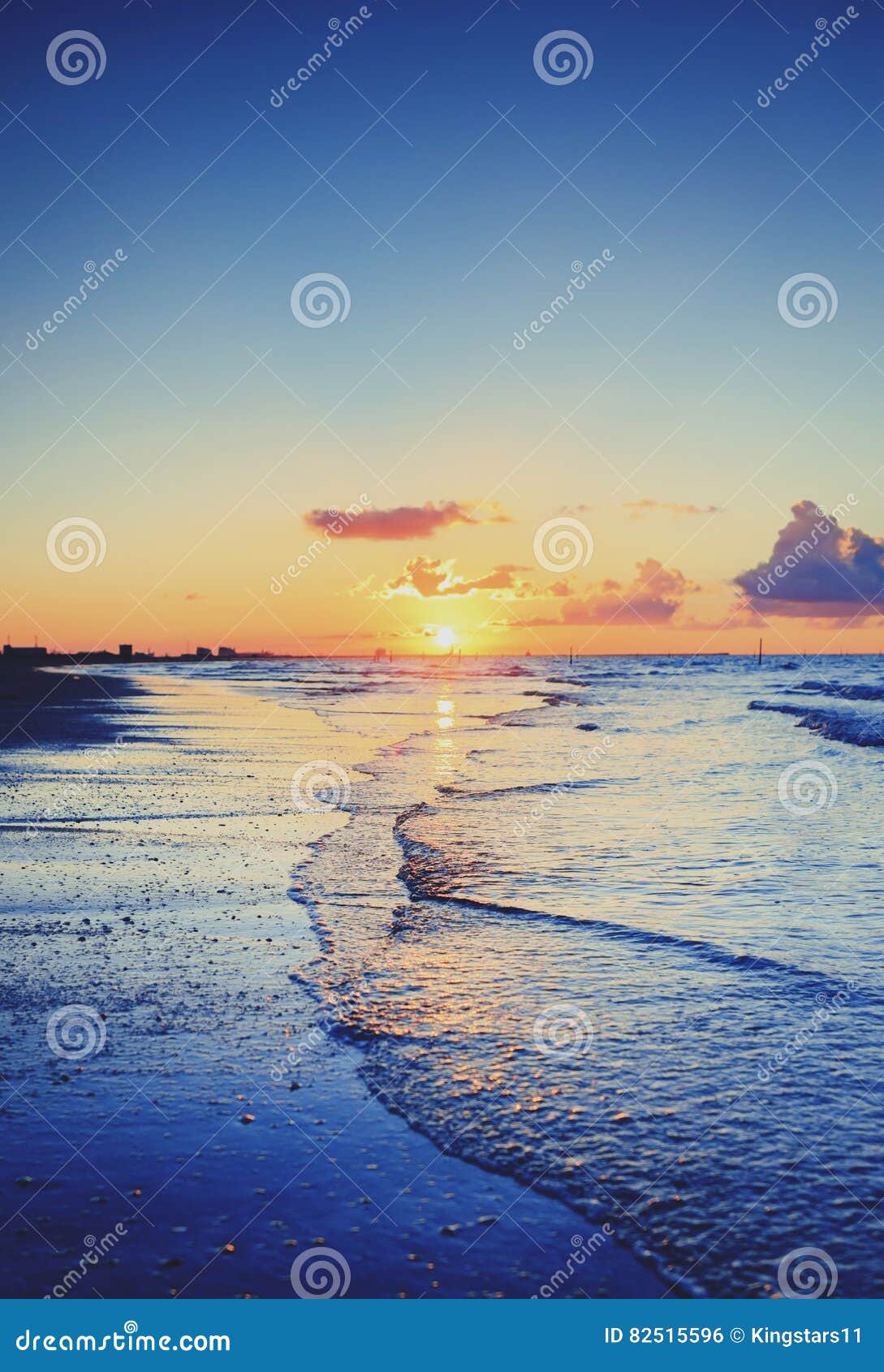 Cloudy Orange Sunset Over Sea Water. Stock Photo - Image of sunbeam ...
