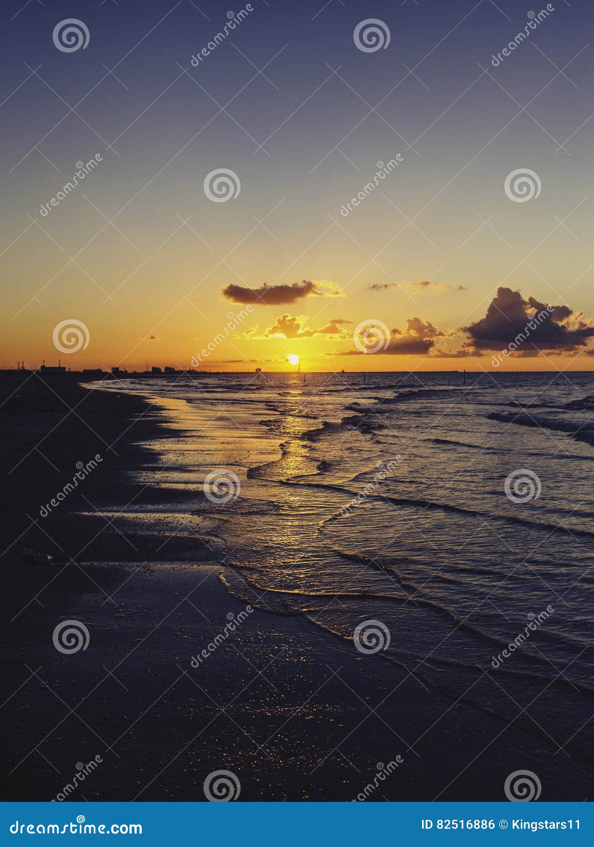Cloudy Orange Sunset Over Sea Water Stock Photo - Image of colorful ...