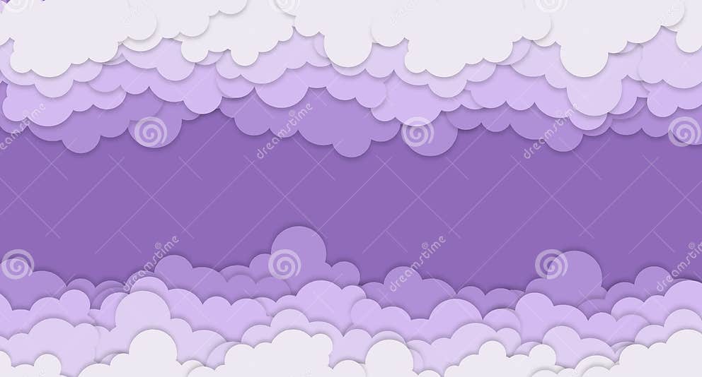 Cloudy Paper Art Illustration. Sky with Cloud Background, Vector ...