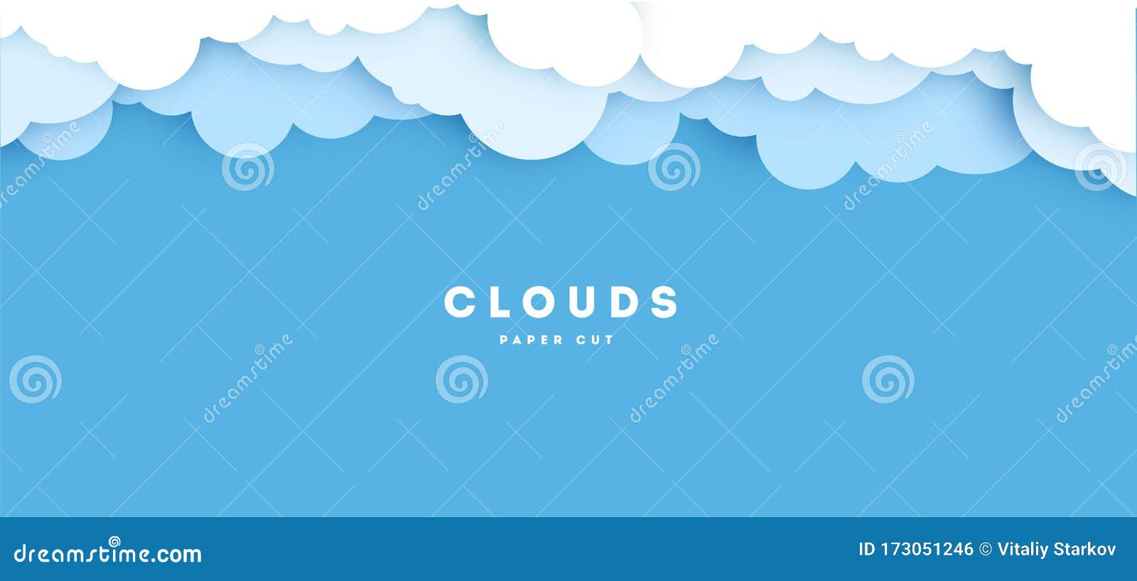 Cloudy Paper Cut Art, Vector Illustration. Volumetric Cloudscape ...
