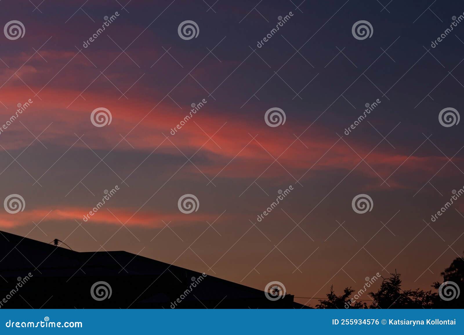 Cloudy Pink-purple Sunset. Evening View. Summer Background Stock Photo ...