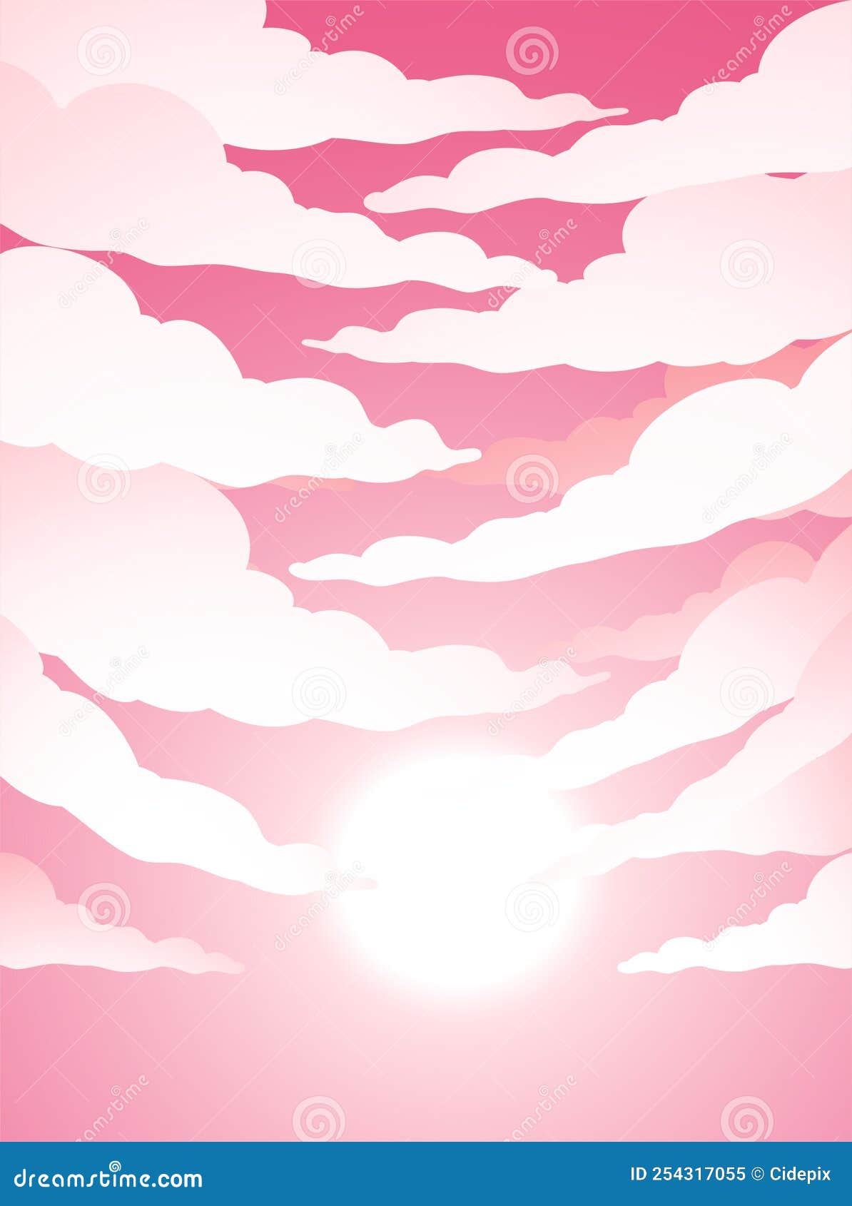 Cloudy Pink Sky with Bright Sun Light Stock Vector - Illustration of ...
