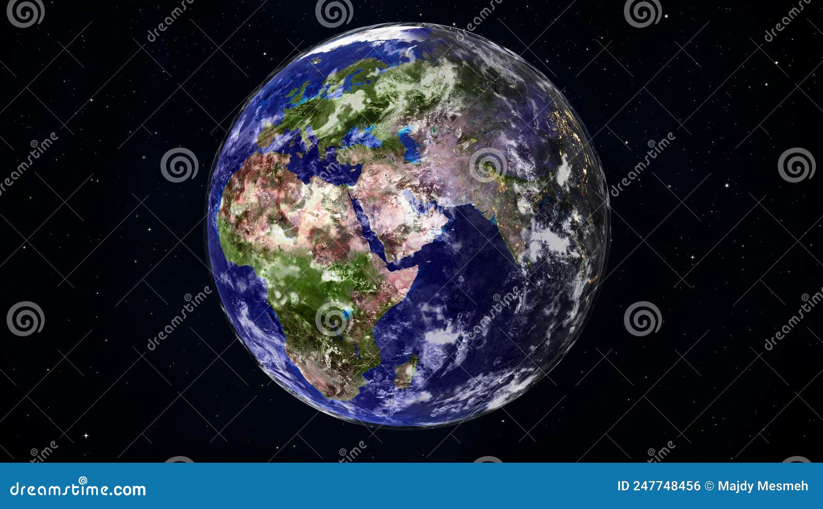 Cloudy Planet Earth scene stock illustration. Illustration of universe ...