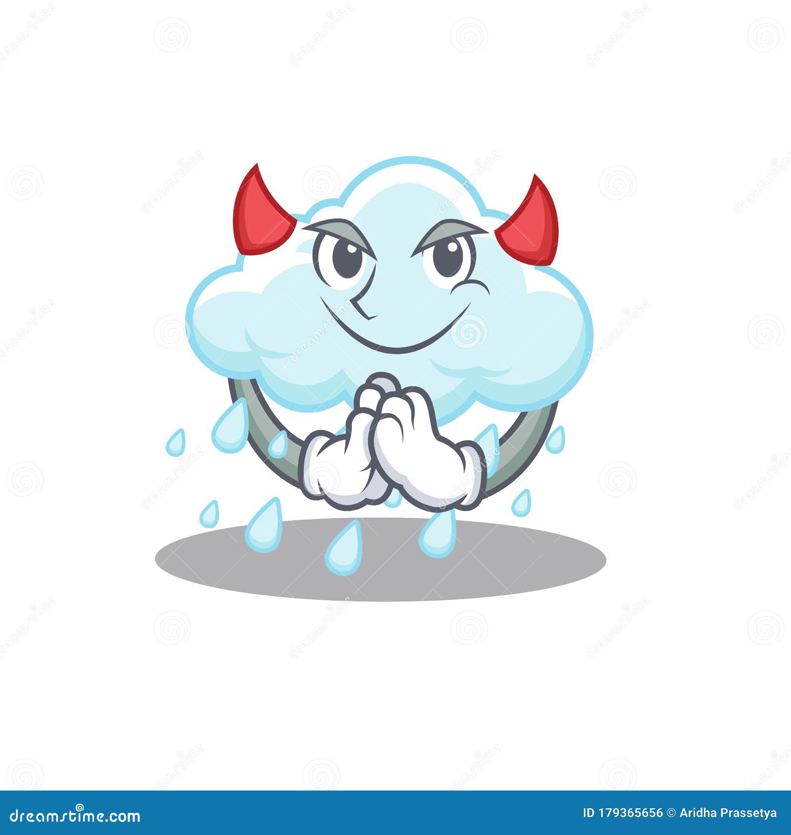 Cloudy Rainy Dressed As Devil Cartoon Character Design Style Stock ...