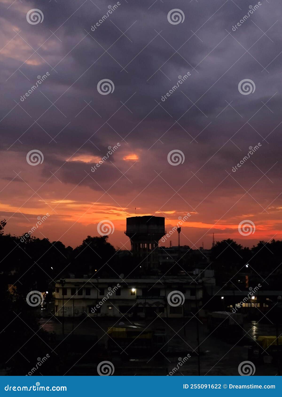 Cloudy Red evening stock photo. Image of evening, aesthetic - 255091622