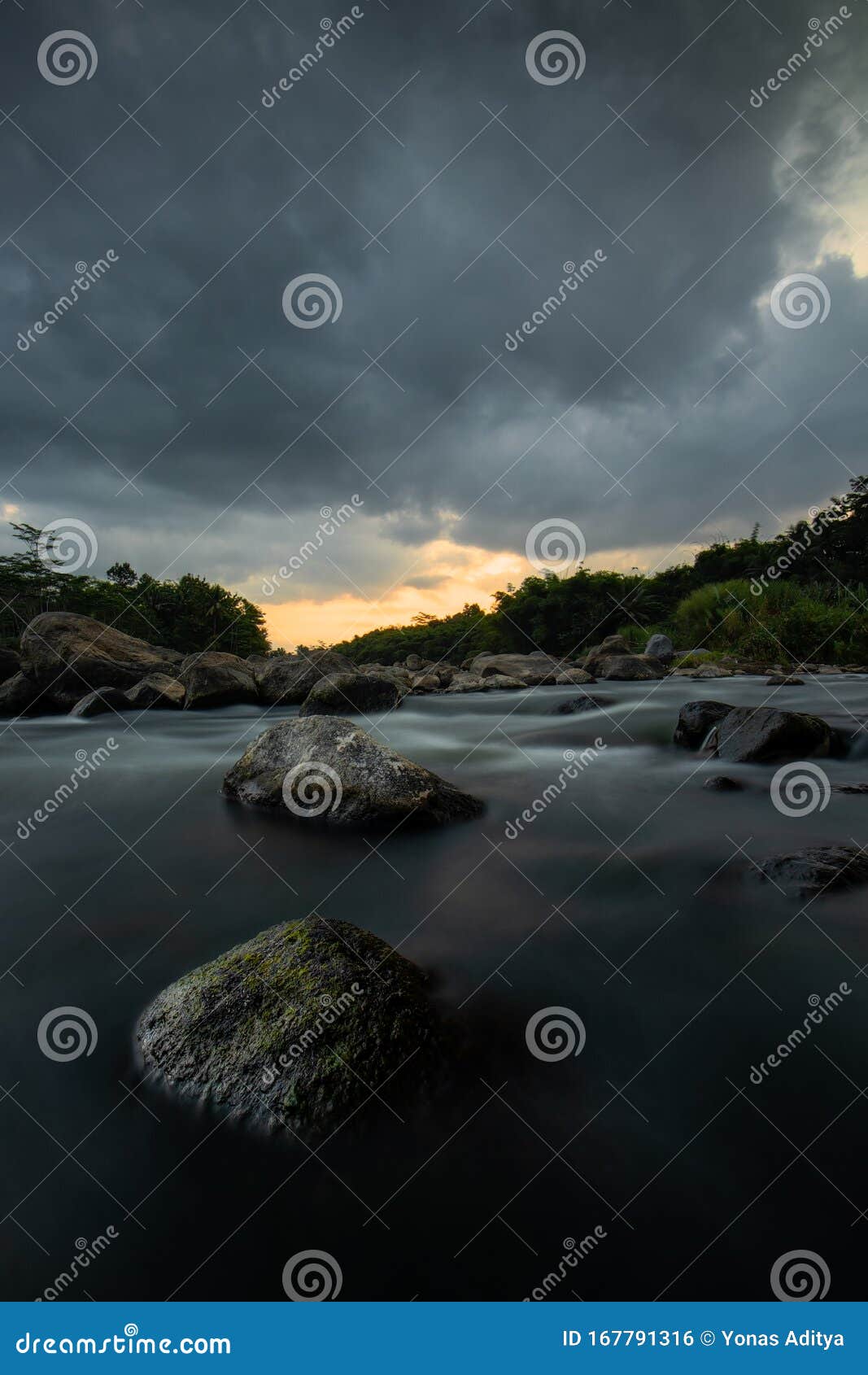 Cloudy at the river stock photo. Image of rock, scenery - 167791316