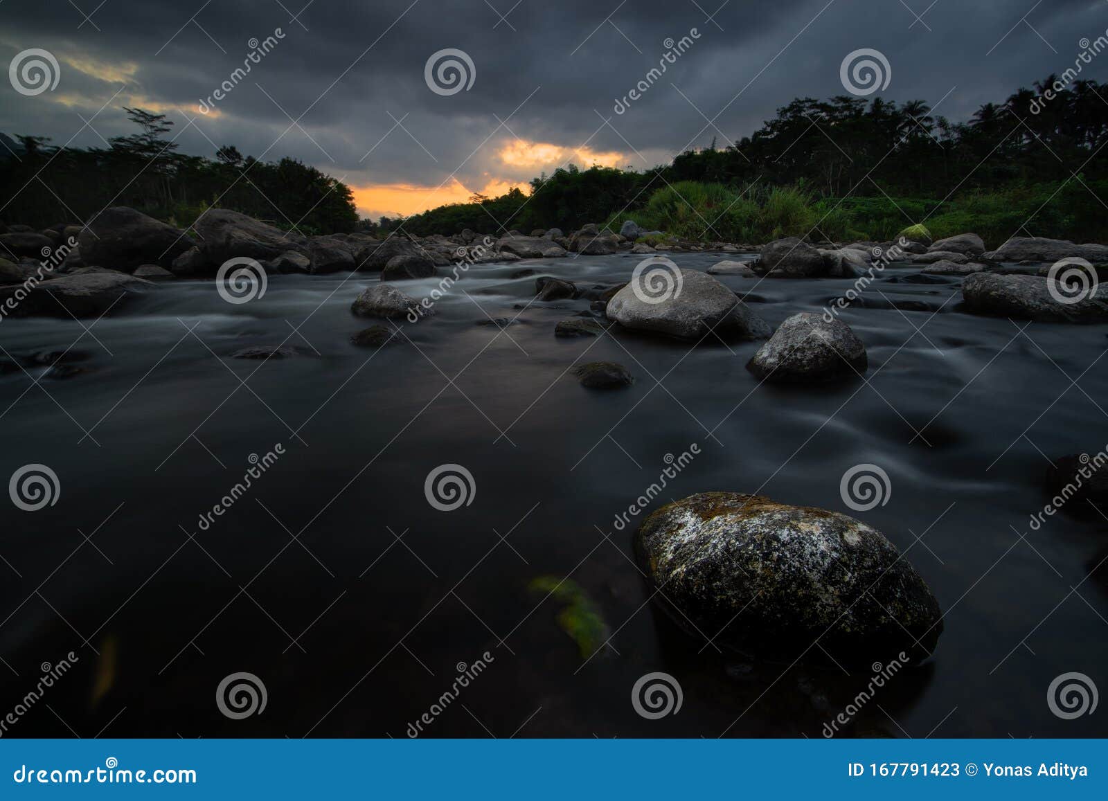 Cloudy at the river stock image. Image of water, java - 167791423