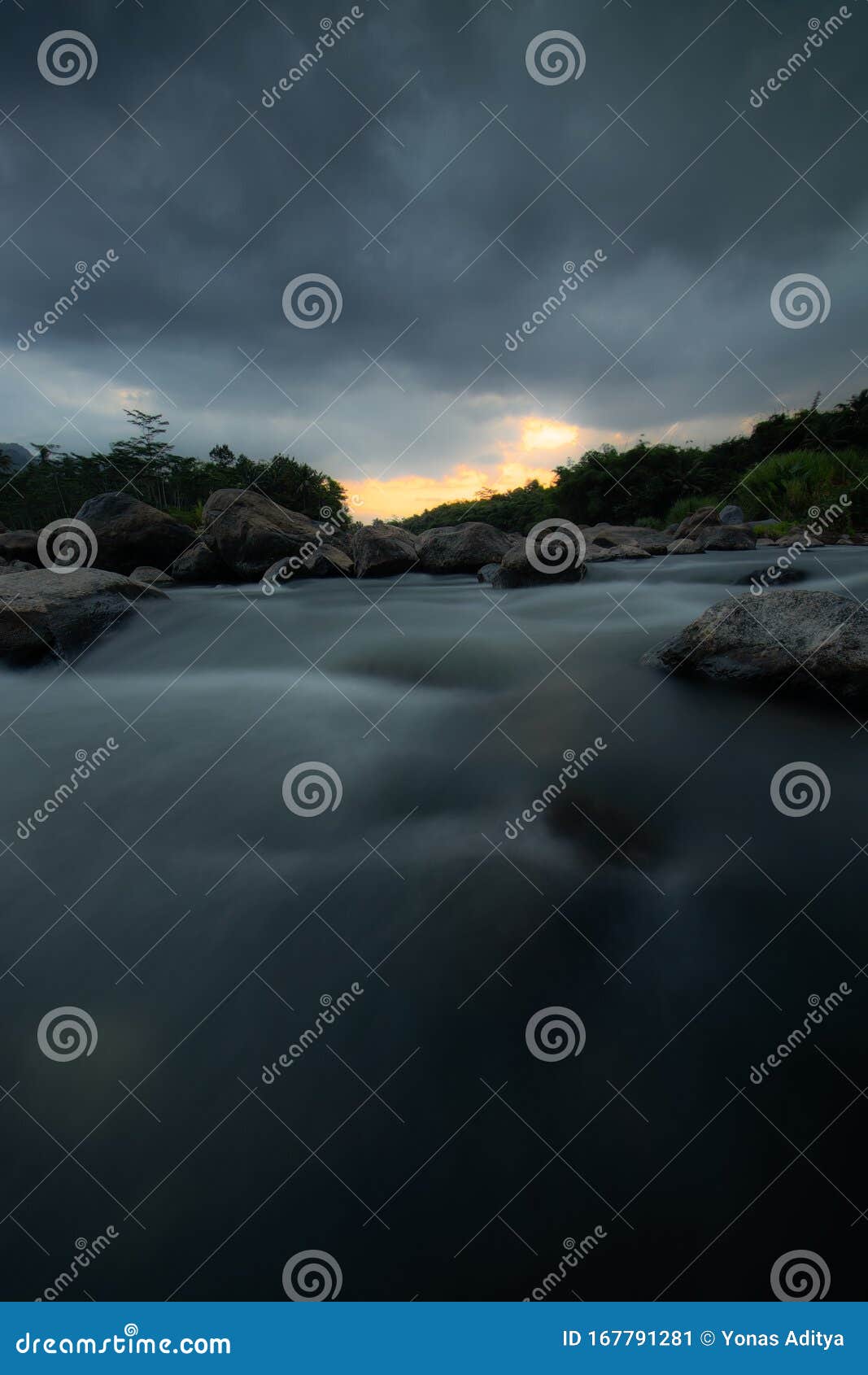 Cloudy at the river stock image. Image of stream, vacation - 167791281