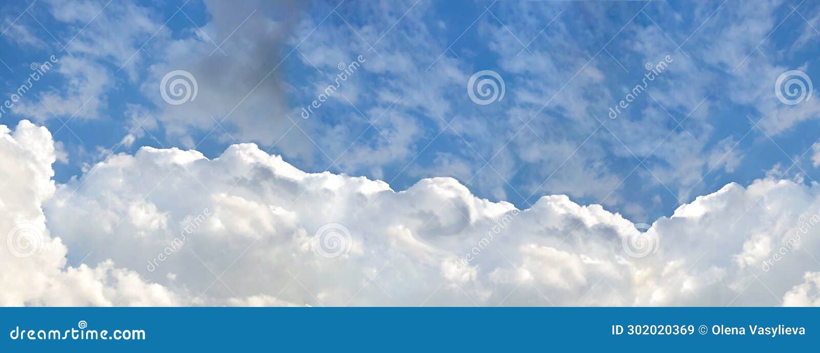 Cloudy Sky Background Banner. Fluffy White Clouds Panorama. Stock Image ...
