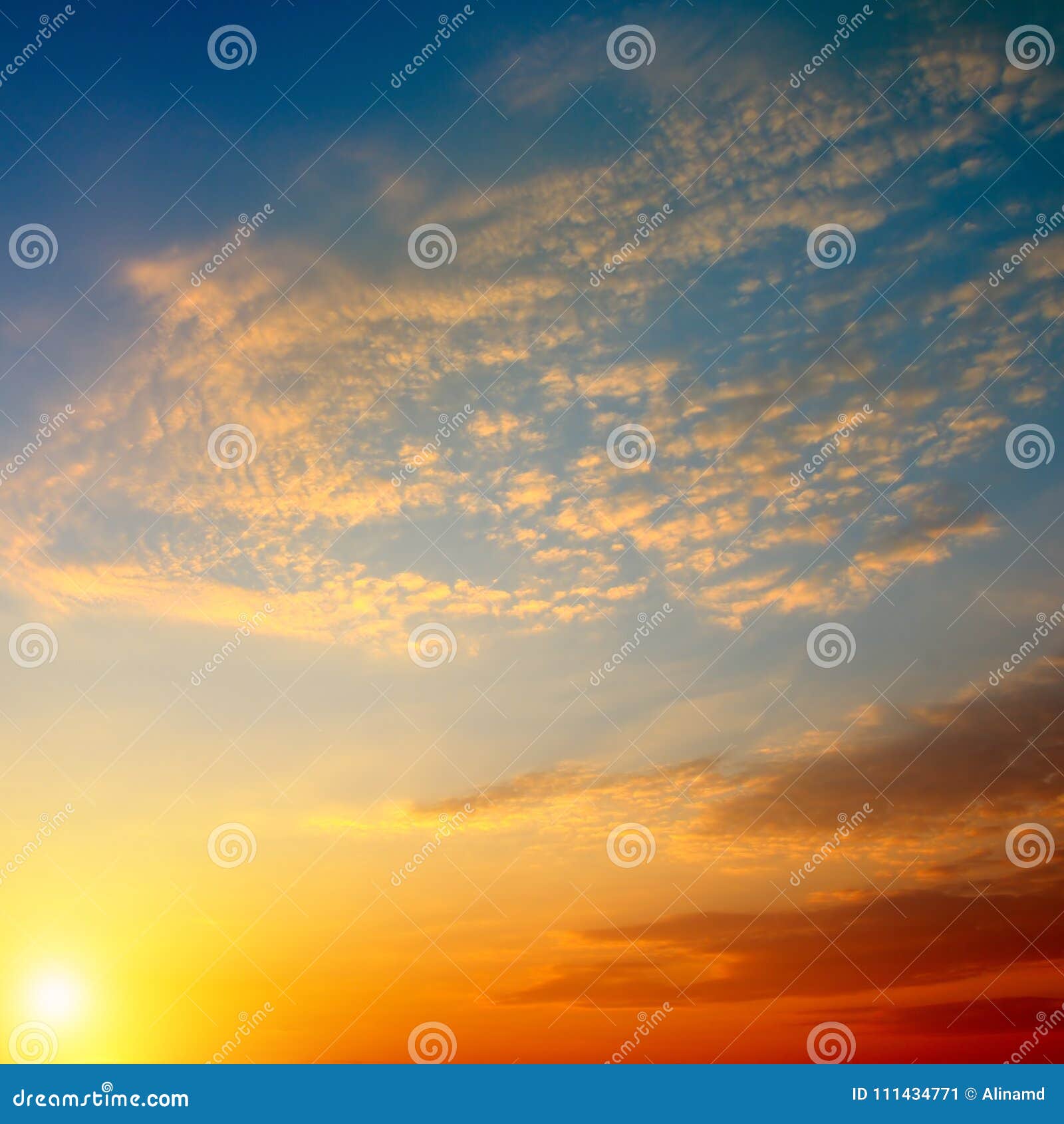 Cloudy Sky and Bright Sun Rise Over the Horizon. Stock Image - Image of ...
