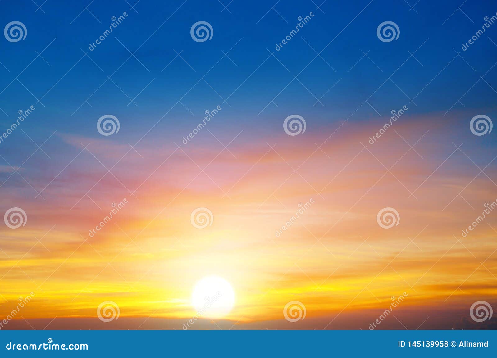 Cloudy Sky and Bright Sun Rise Over the Horizon Stock Photo - Image of ...
