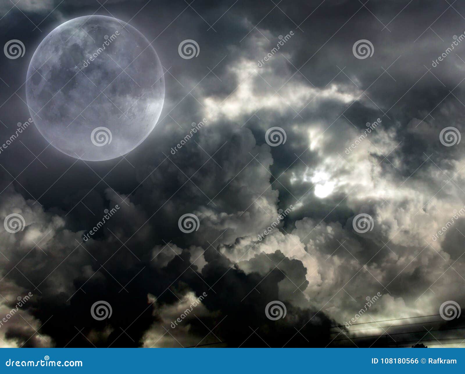 Cloudy Sky with the Full Moon Stock Photo - Image of gift ...