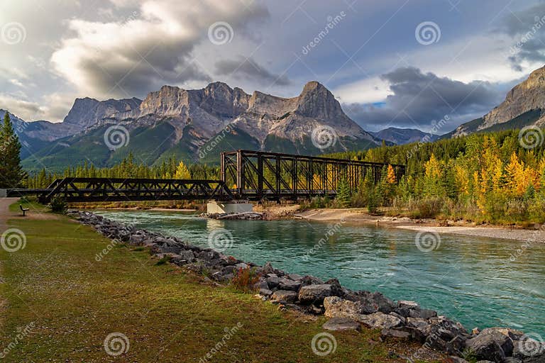 Fall Scenery by the Canmore River Valley Stock Image - Image of alberta ...