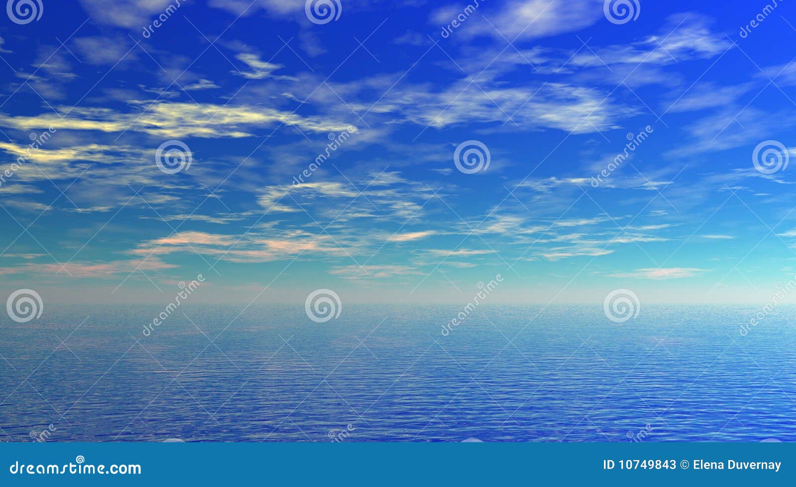 Cloudy Sky Over Clear Blue Sea Stock Illustration - Illustration of ...