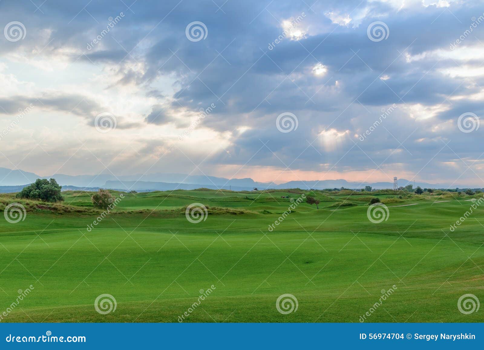 Cloudy Sky Over the Golf Course Stock Photo - Image of field, sunrise ...